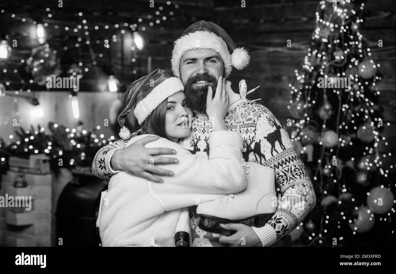 Santa, please stop here. winter holidays. Sport and hobby. family love ...
