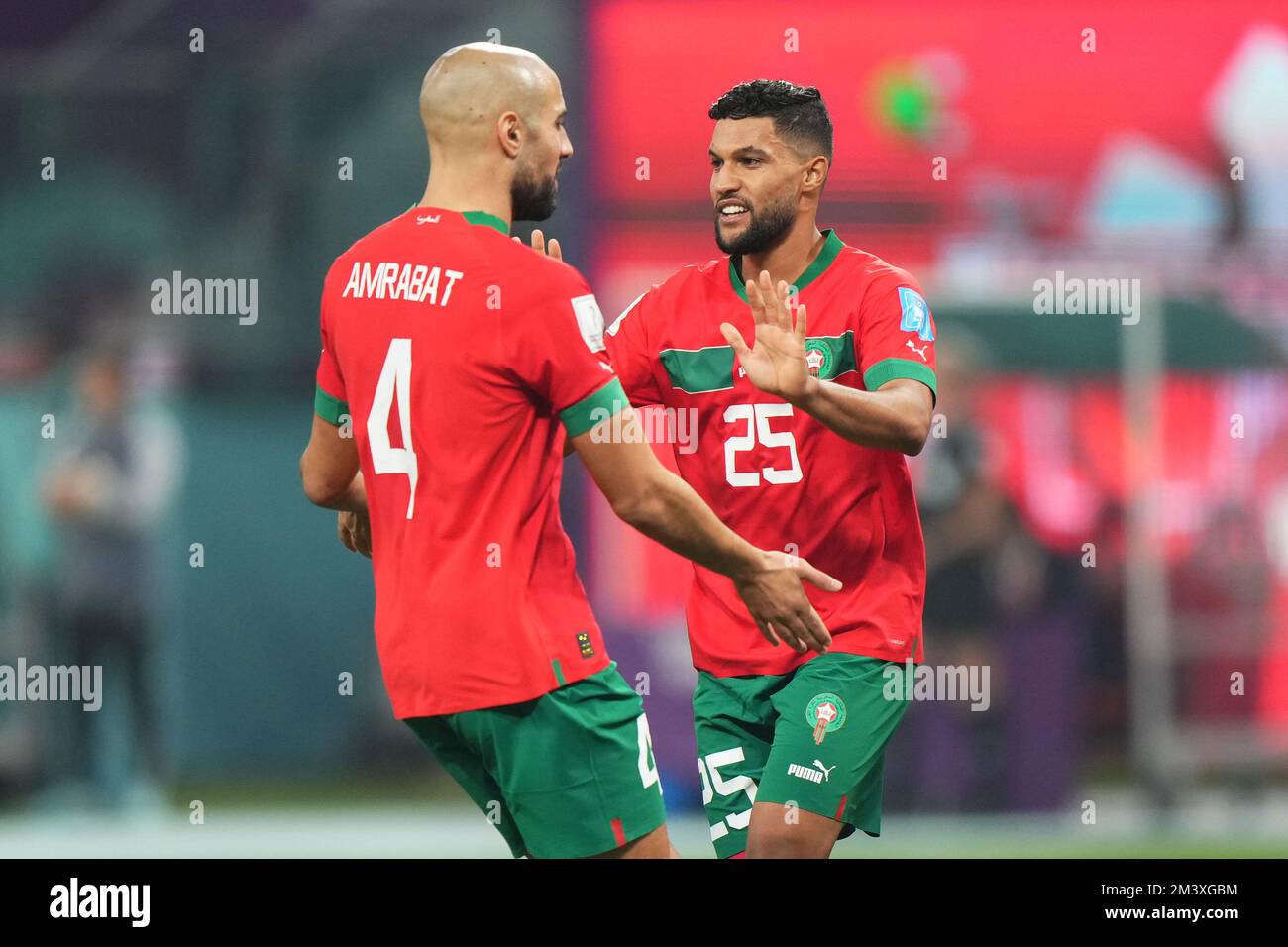 Achraf Dari of Morocco celebrates his goal with his teammates during ...