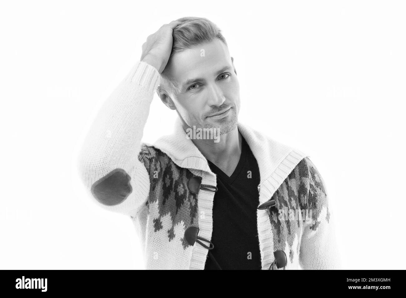 Seriously handsome. Hansome man portrait isolated on white. Caucasian ...