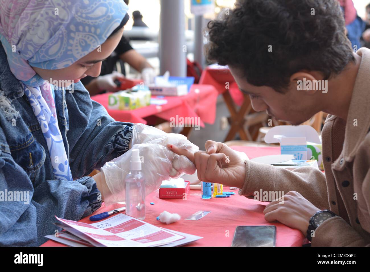 Cairo, Egypt, December 15 2022: ABO blood typing for checking the blood ...