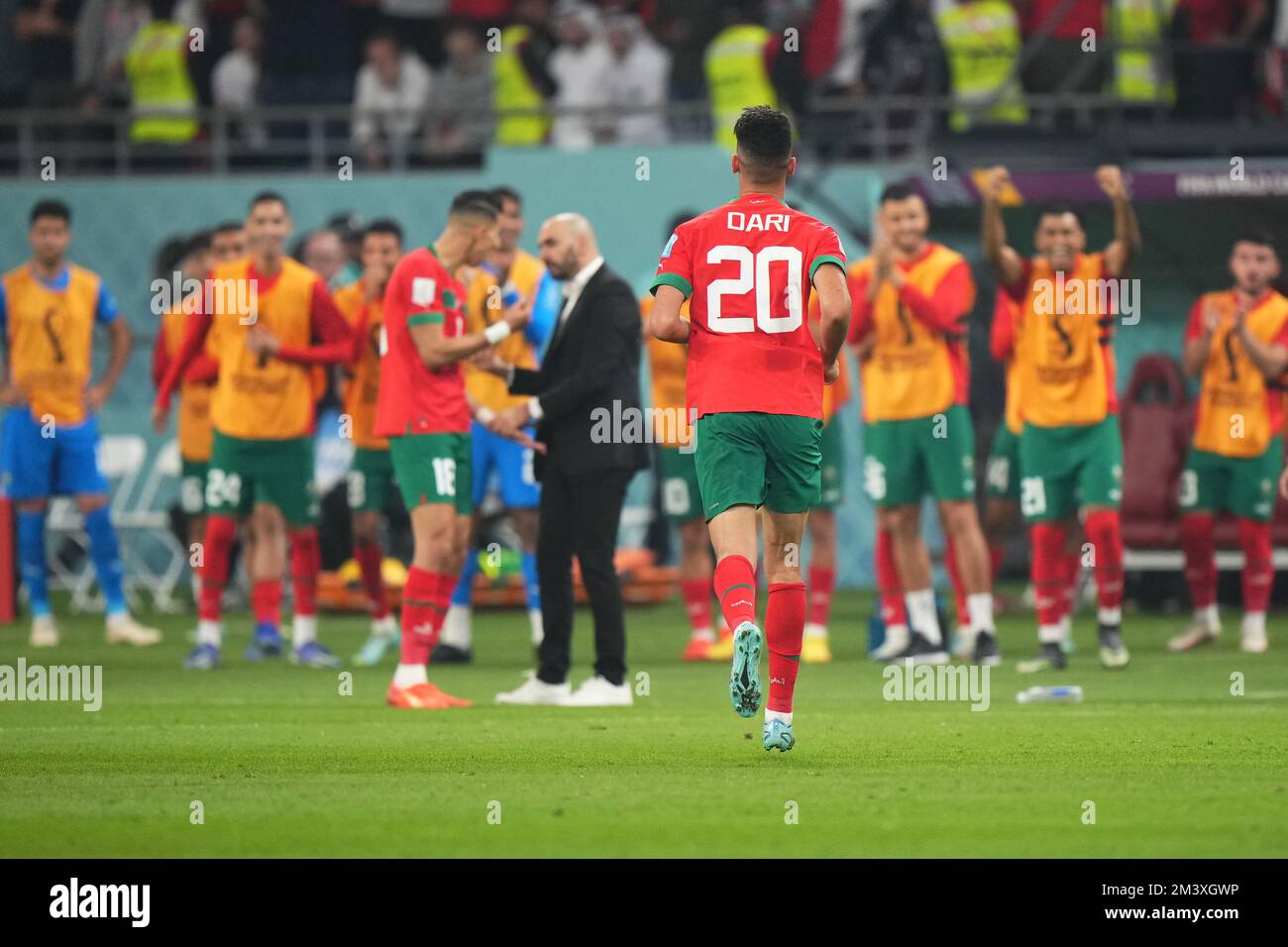 Achraf Dari of Morocco celebrates his goal with his teammates during ...