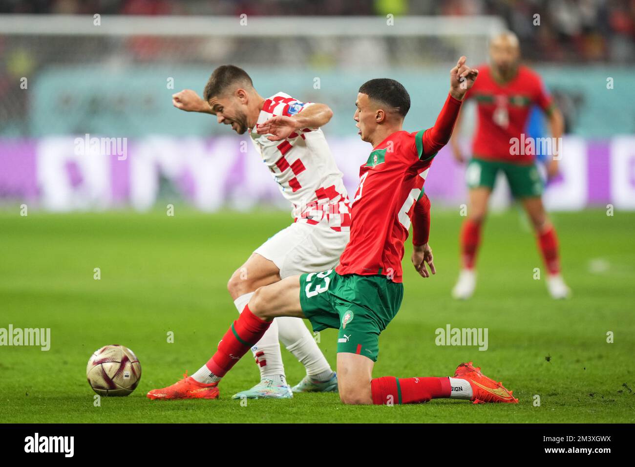 Borna Barisic of Croatia and Bilal El Khanouss of Morocco during the ...
