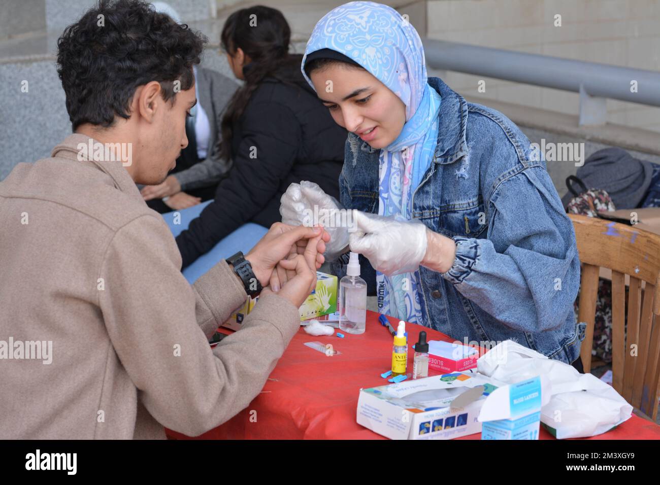 Cairo, Egypt, December 15 2022: ABO blood typing for checking the blood ...