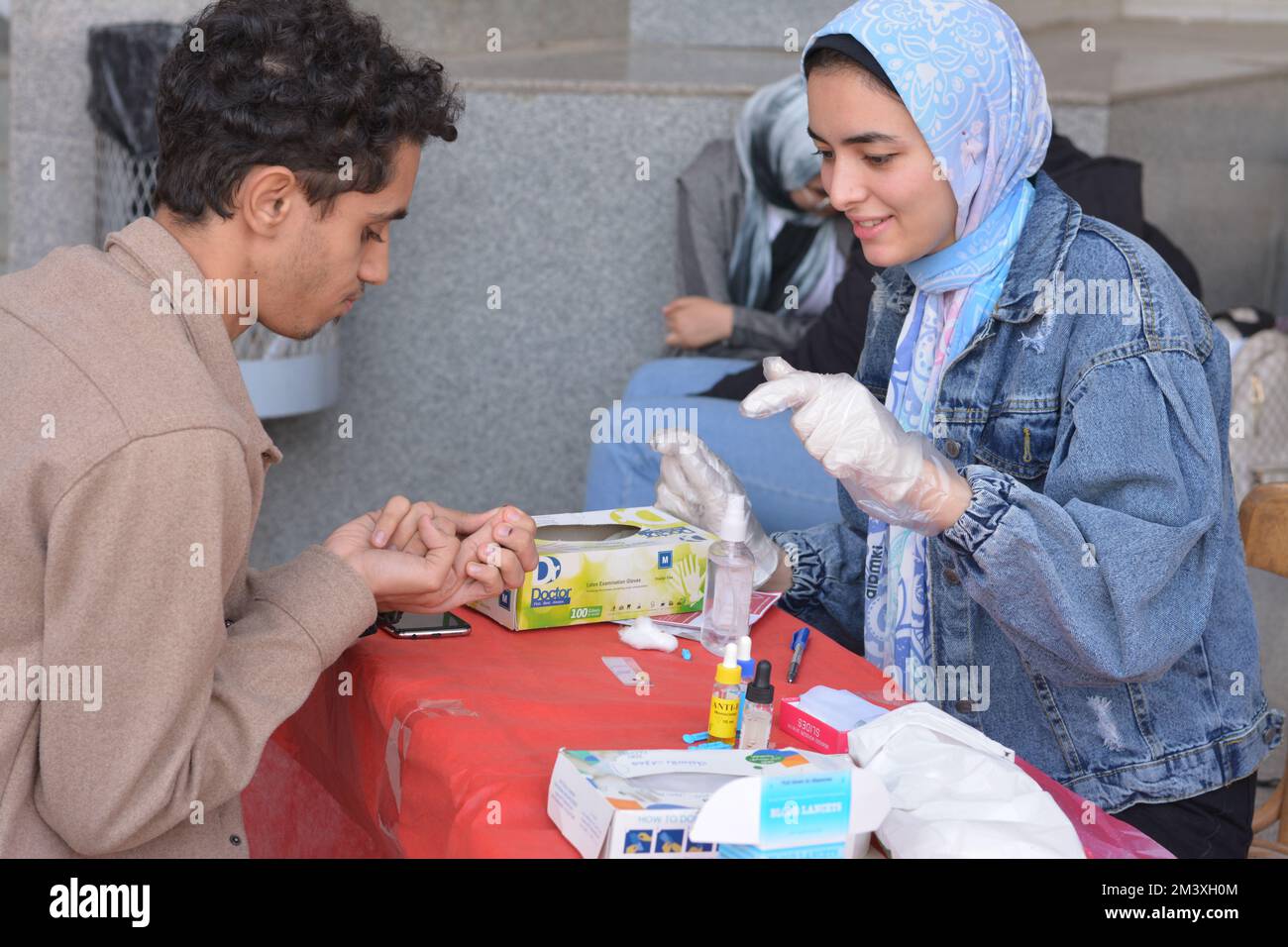 Cairo, Egypt, December 15 2022: ABO blood typing for checking the blood ...
