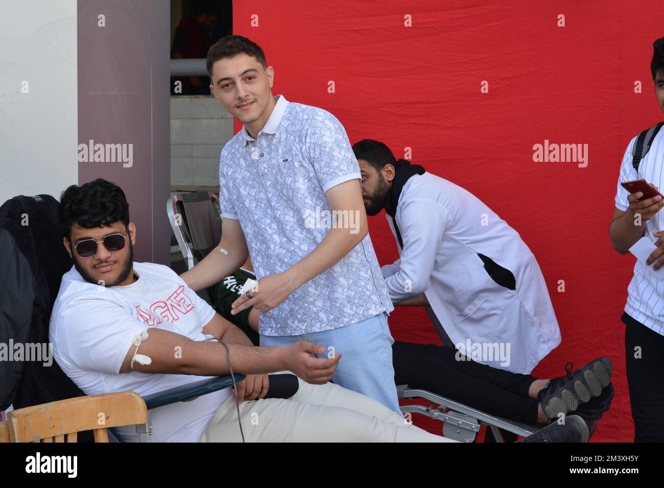 Cairo, Egypt, December 15 2022: blood volunteer donor during a blood ...