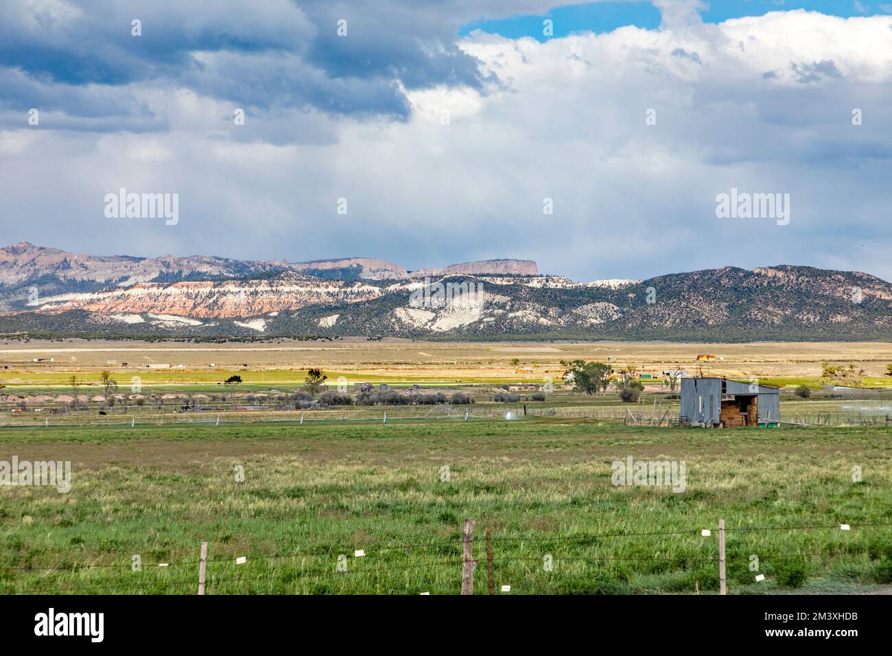 rural farming landscape near Panguitch in the Mormon area in Utah, USA ...