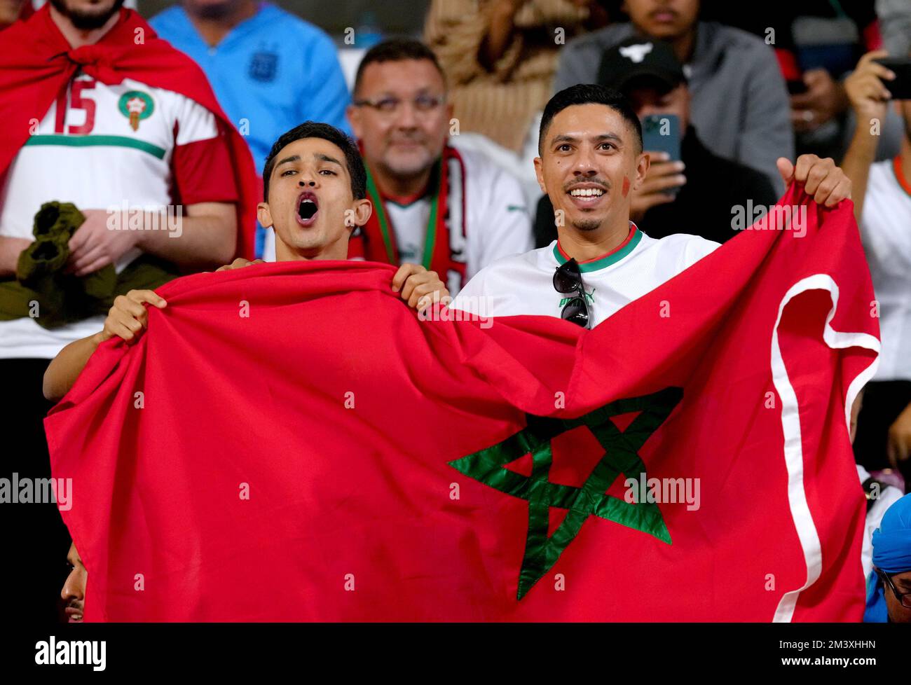 Morocco fans in the stands during the FIFA World Cup third place play ...