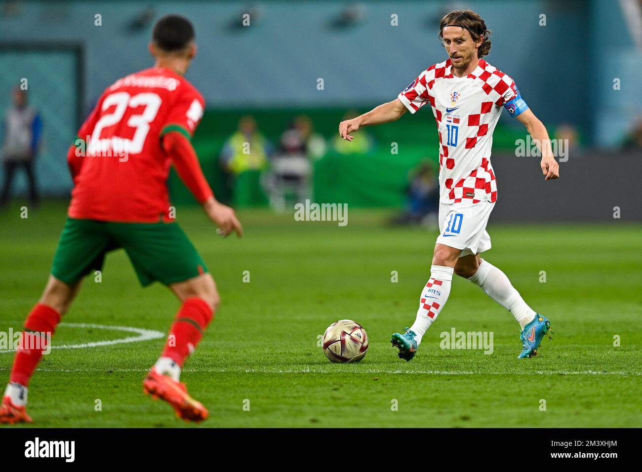 DOHA, QATAR - DECEMBER 17: Luka Modric of Croatia in action during the ...