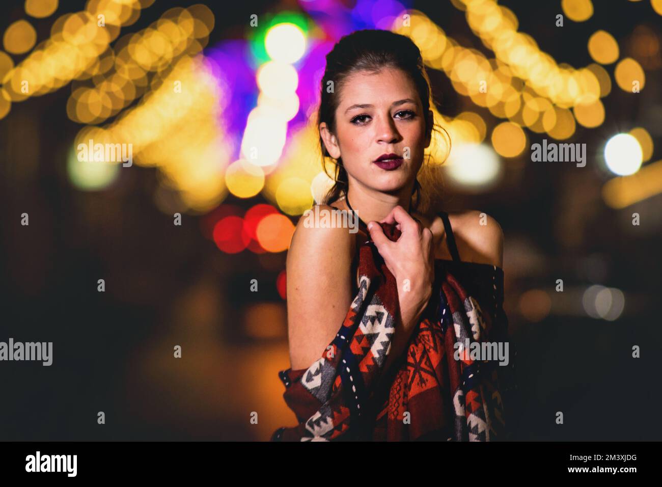 Girl looking at city night lights hi-res stock photography and images ...