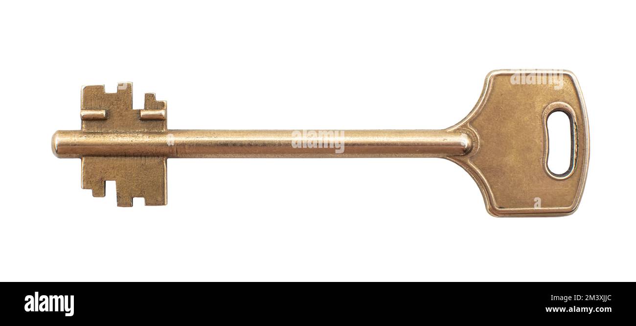 Key from the door lock on a white background close-up. key isolate ...
