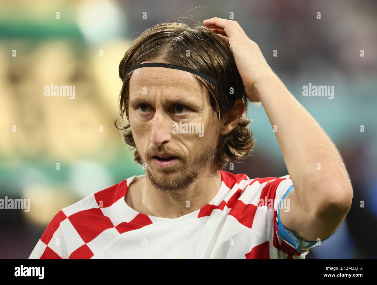 Doha, Qatar. 17th Dec, 2022. Luka Modric of Croatia reacts during the ...