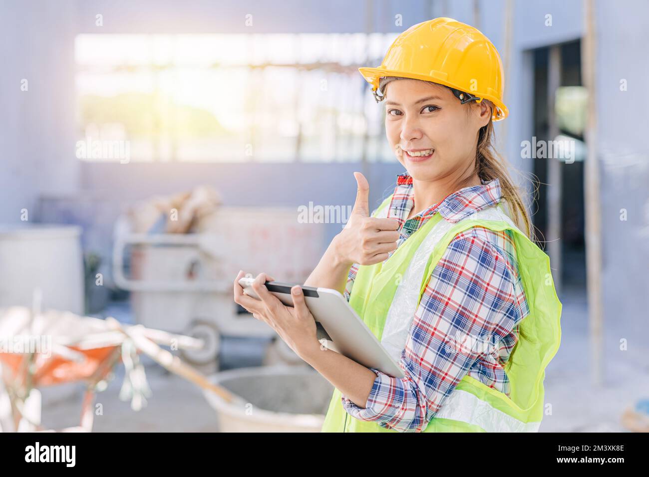 portrait engineer woman worker as builder project manager inspector ...