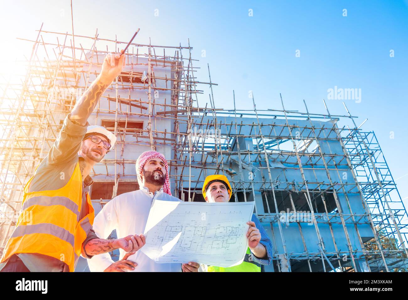 Engineer team group with Arab business estate project manager check ...