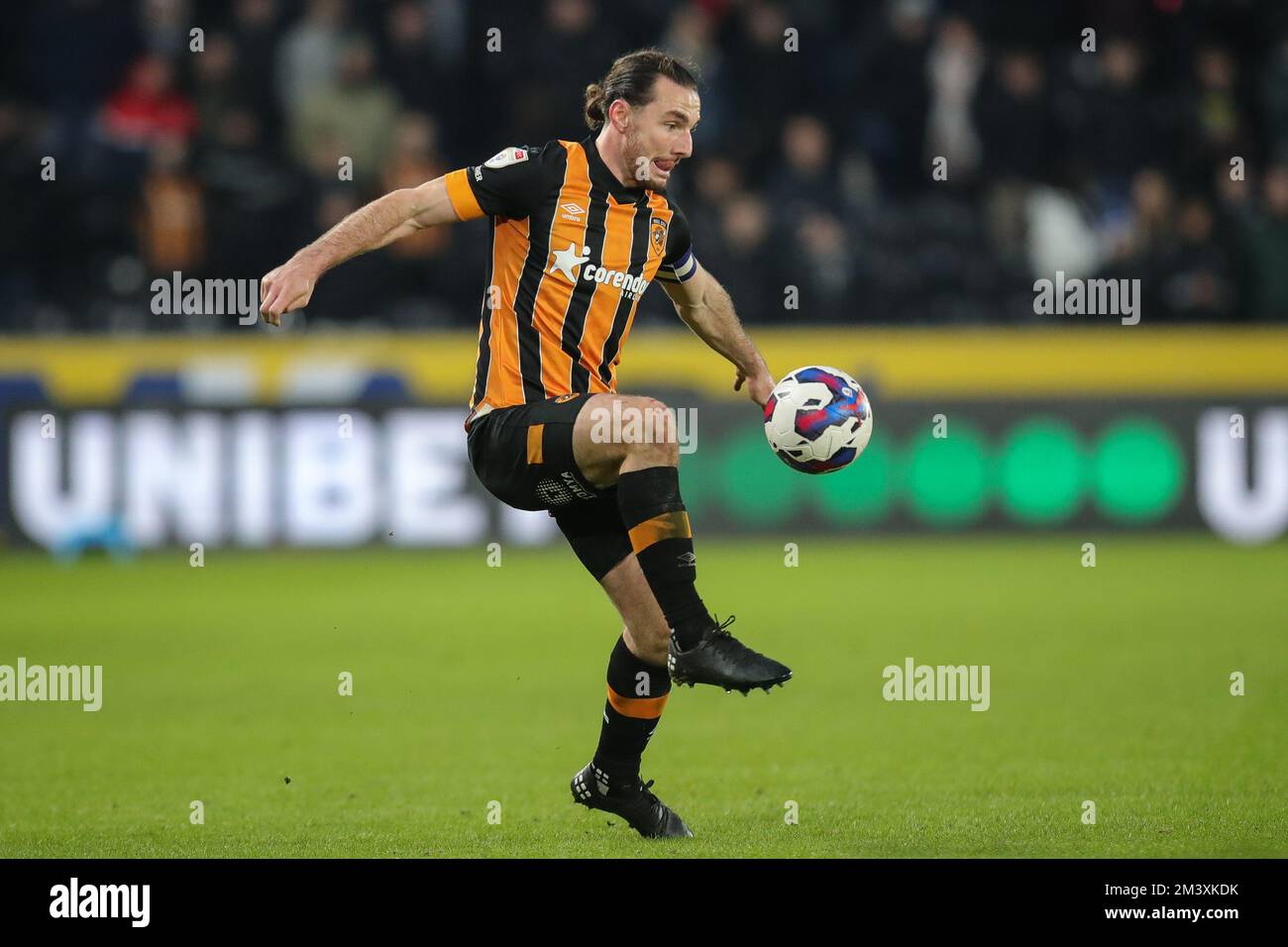 Lewie Coyle #2 of Hull City on the ball during the Sky Bet Championship ...