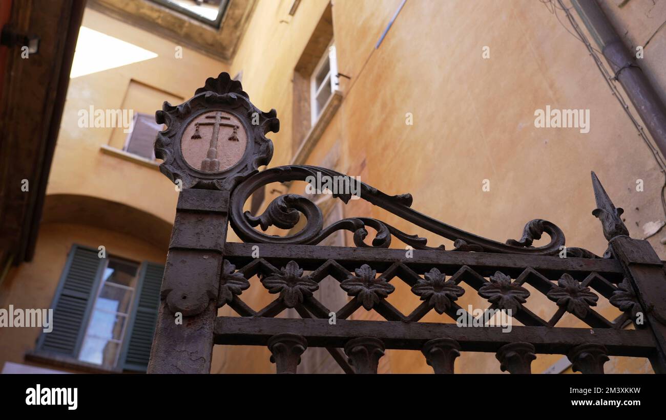 Traditional beautiful Western gate with ornamentation and iron ...