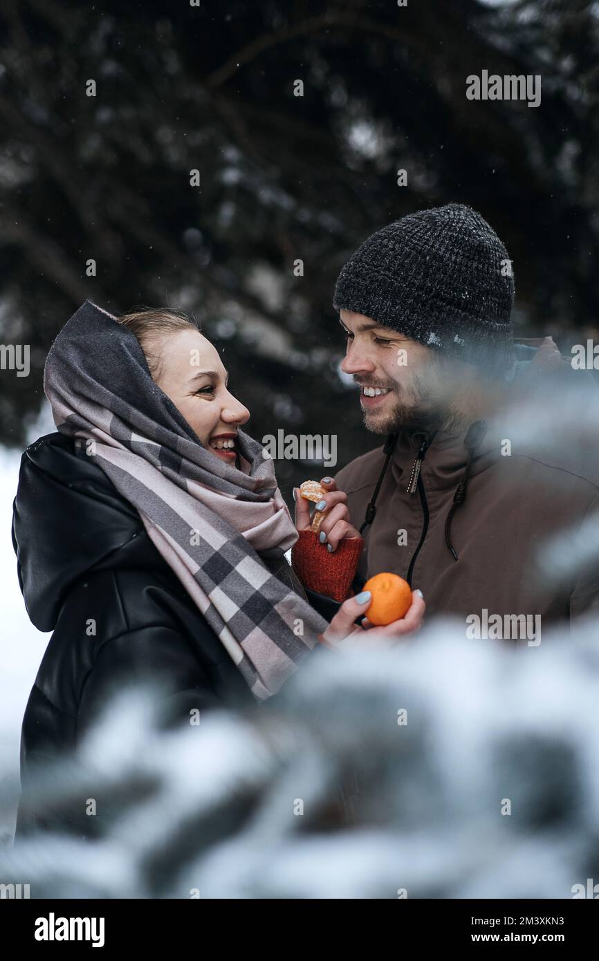 Outdoors Valentines Day Date Ideas for Couples. Winter love story. Cold ...