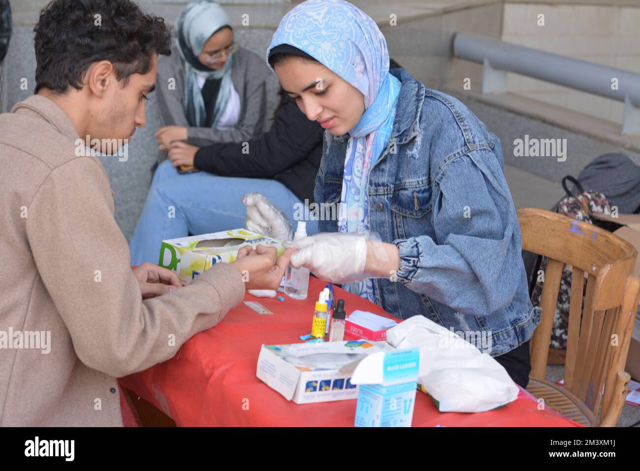 Cairo, Egypt, December 15 2022: ABO blood typing for checking the blood ...