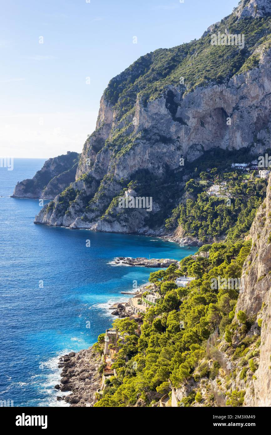 Rocky Coast by Sea at Touristic Town on Capri Island in Bay of Naples ...