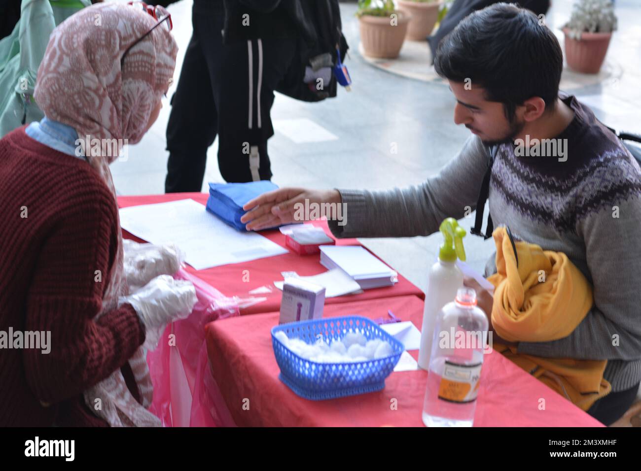 Cairo, Egypt, December 13 2022: ABO blood typing for checking the blood ...