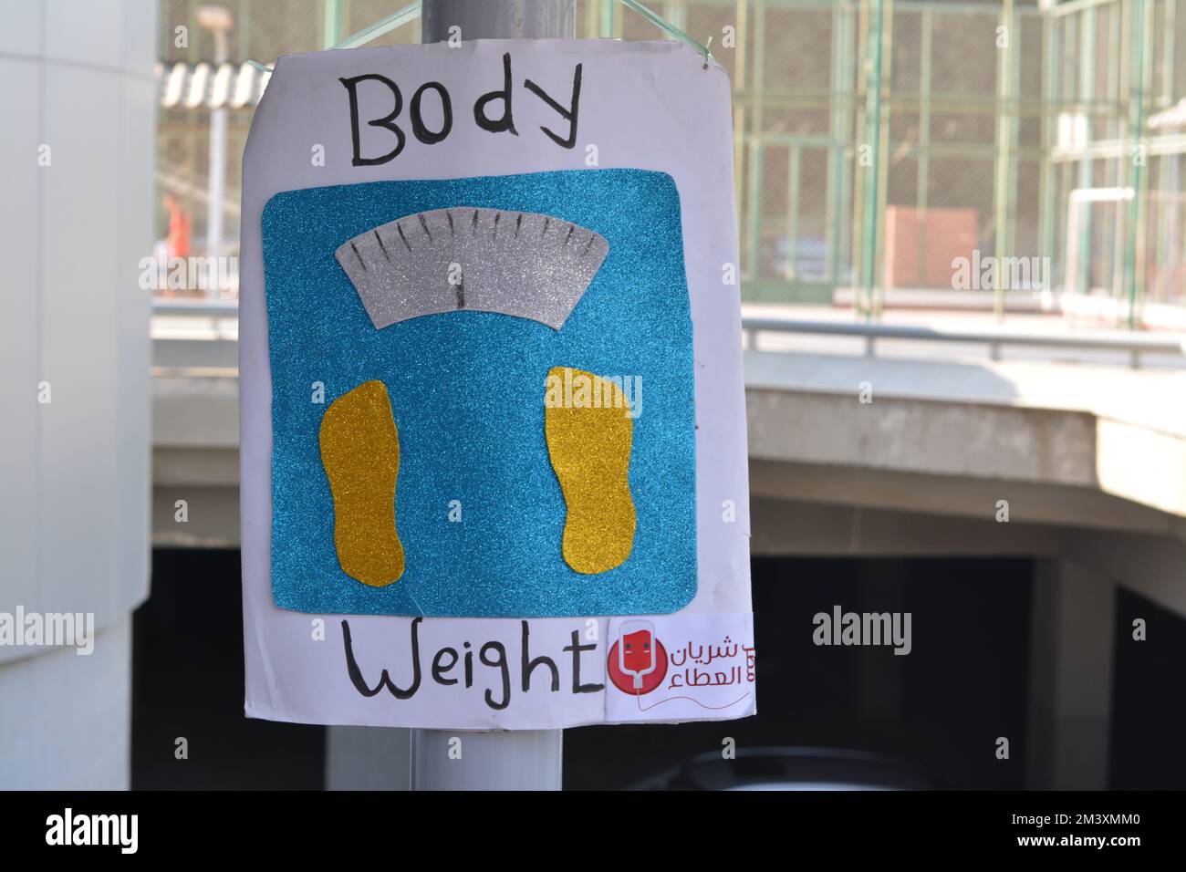 Cairo, Egypt, December 15 2022: Checking body weight station by a scale ...