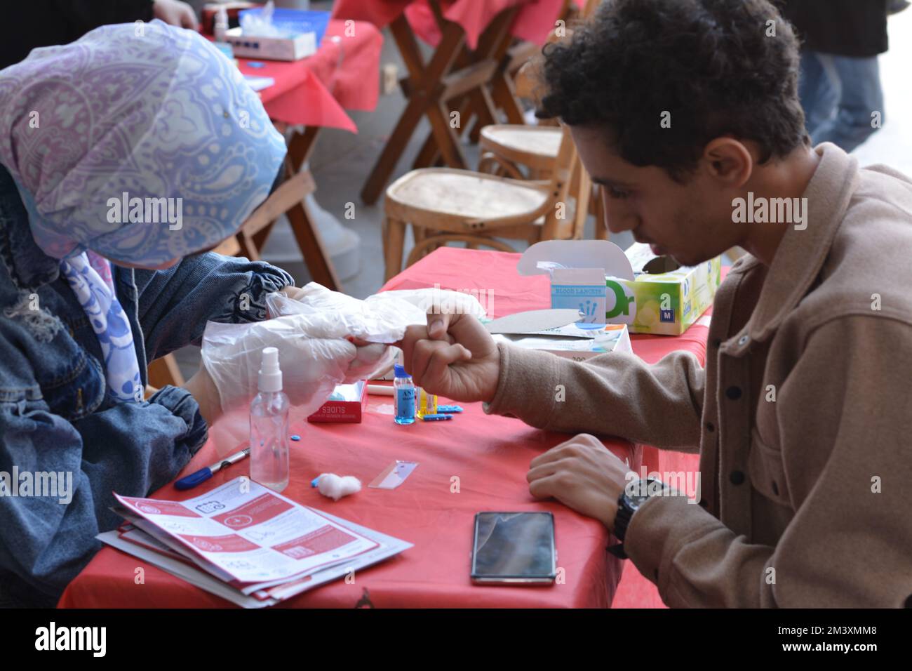 Cairo, Egypt, December 15 2022: ABO blood typing for checking the blood ...