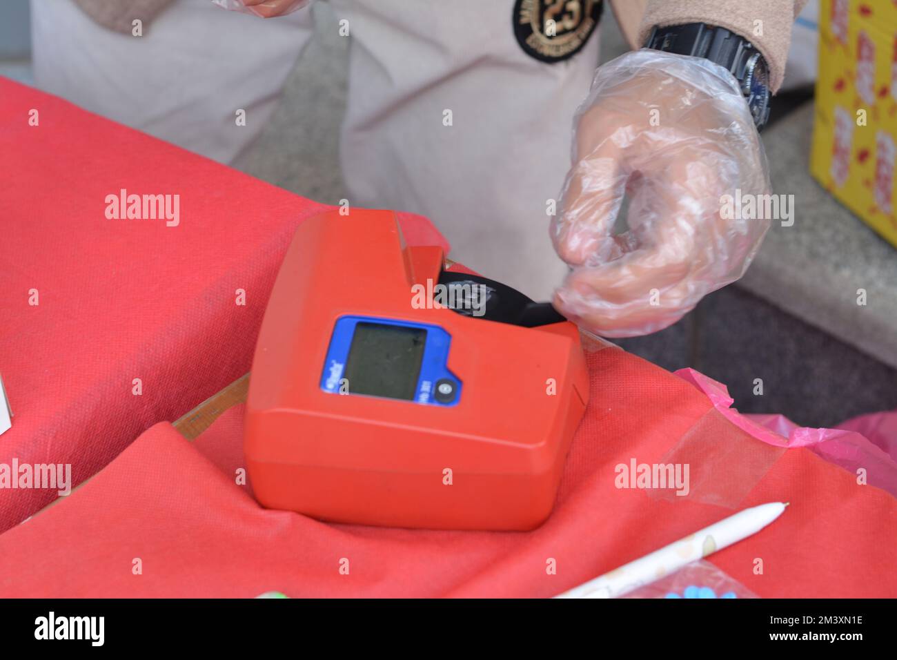 Cairo, Egypt, December 15 2022: Checking blood Hemoglobin HB Hgb by ...