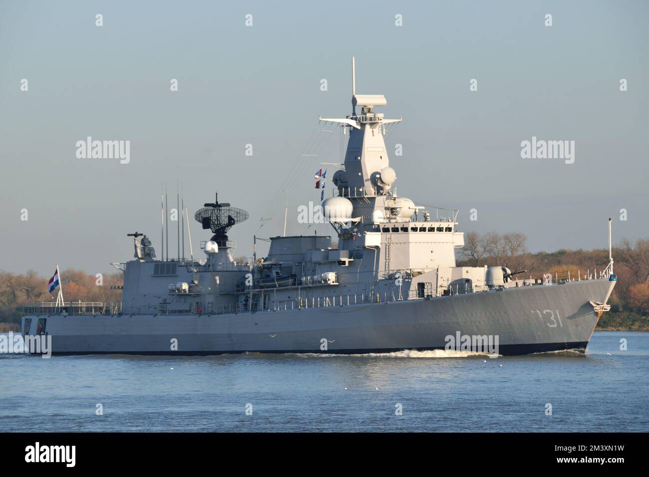 Dutch Navy warship HNLMS VAN AMSTEL on River Thames in London Stock ...