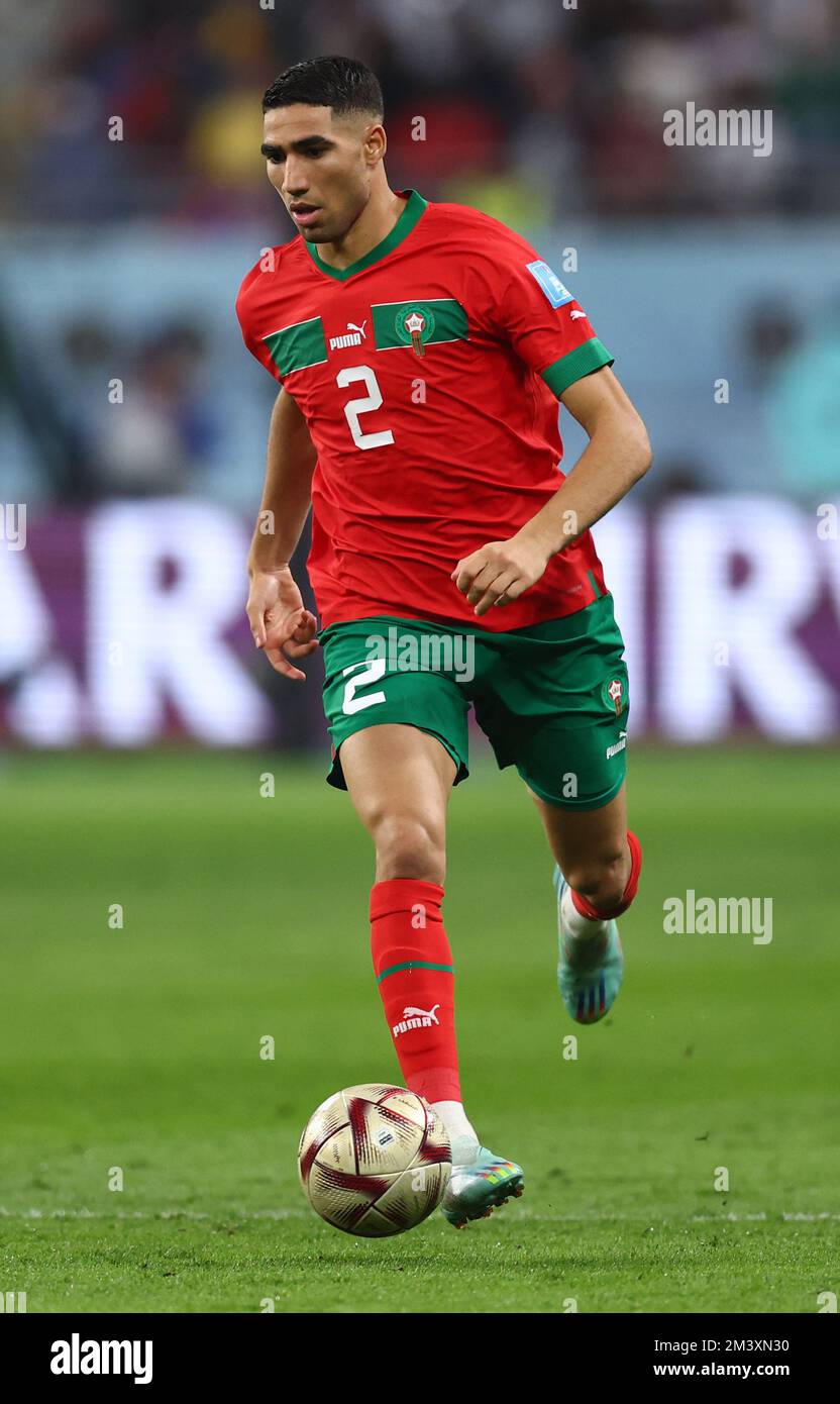 Doha, Qatar. 17th Dec, 2022. Achraf Hakimi of Morocco during the FIFA World Cup 2022 match at ...