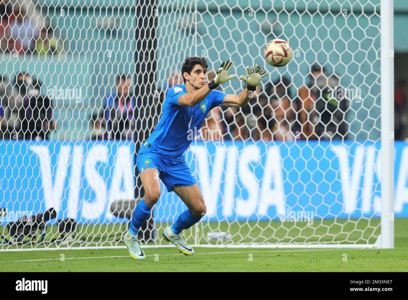Doha, Qatar. 17th Dec, 2022. Yassine Bounou of Morocco makes a save ...