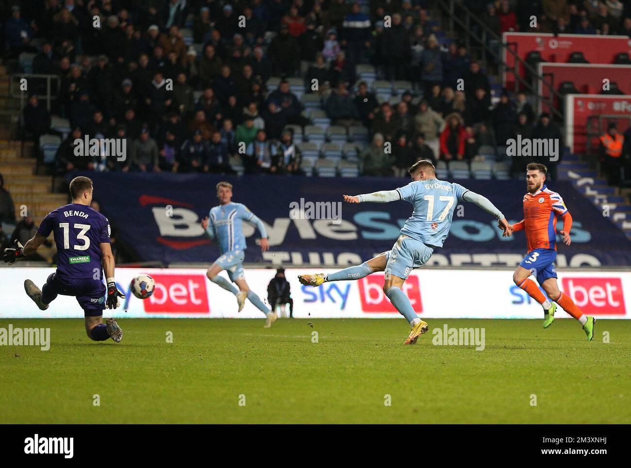 Coventry City's Viktor Gyokeres (second right) scores their side's ...