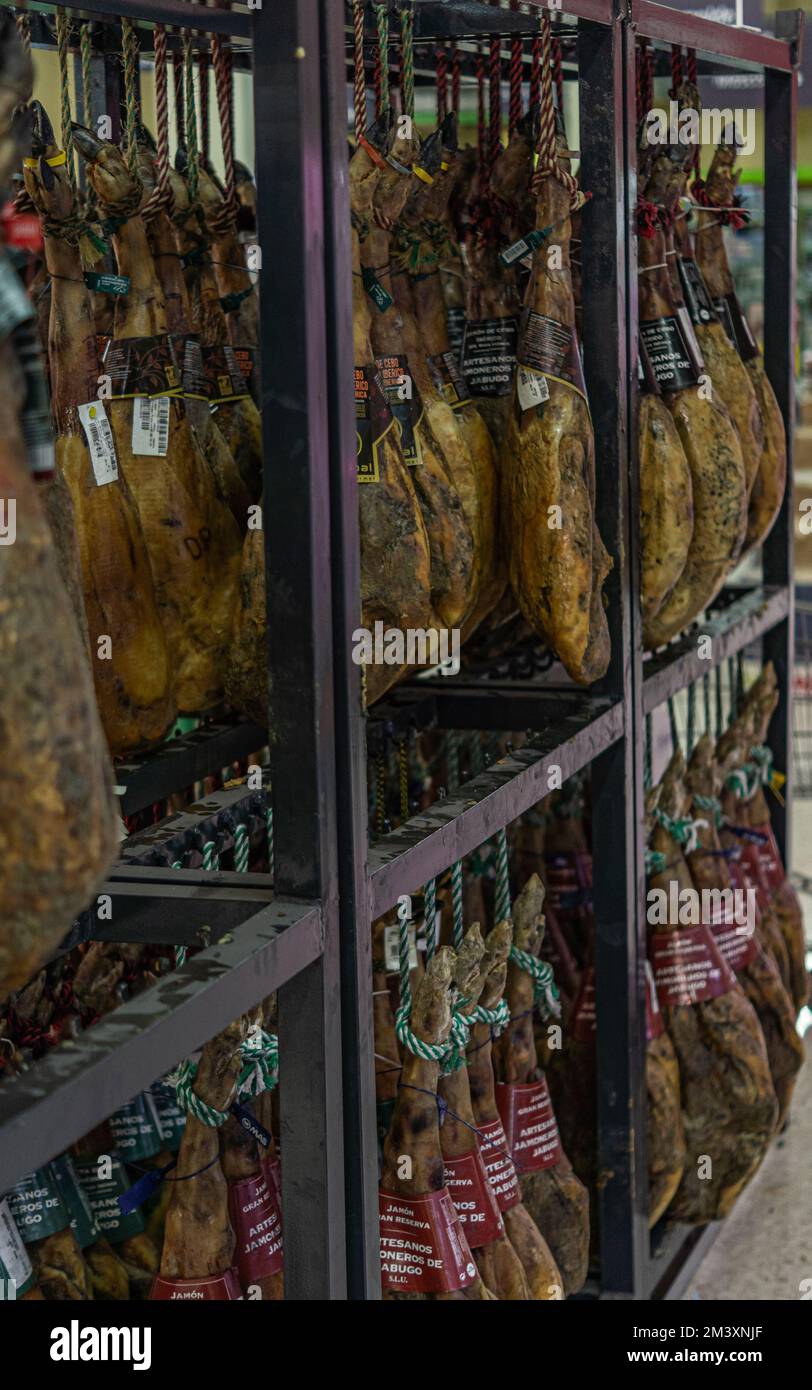 Slicing Spanish iberic ham Spanish jamon and traditional food Stock ...