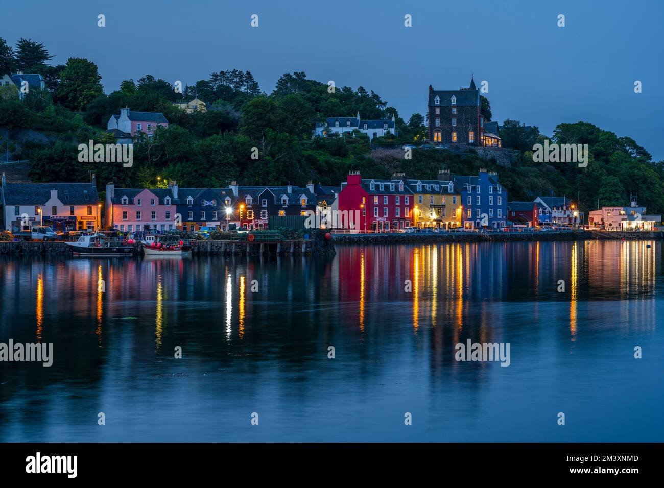 Tobermory harbour and waterfront at dusk - Tobermory, Isle of Mull ...