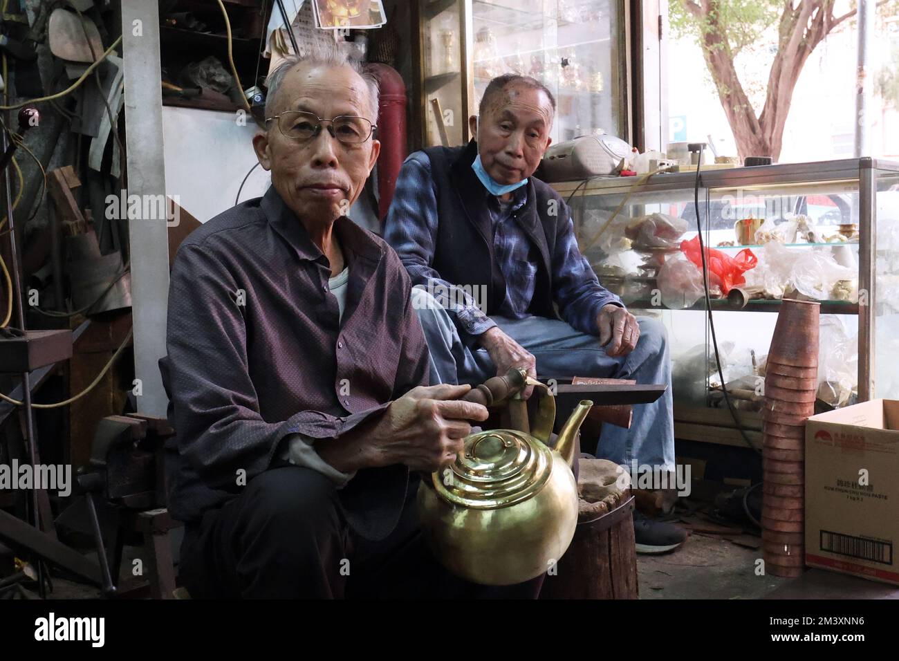 Ping Kee Copperware Store owners Luk Keung-choi (Left) and Luk Shu-choi ...