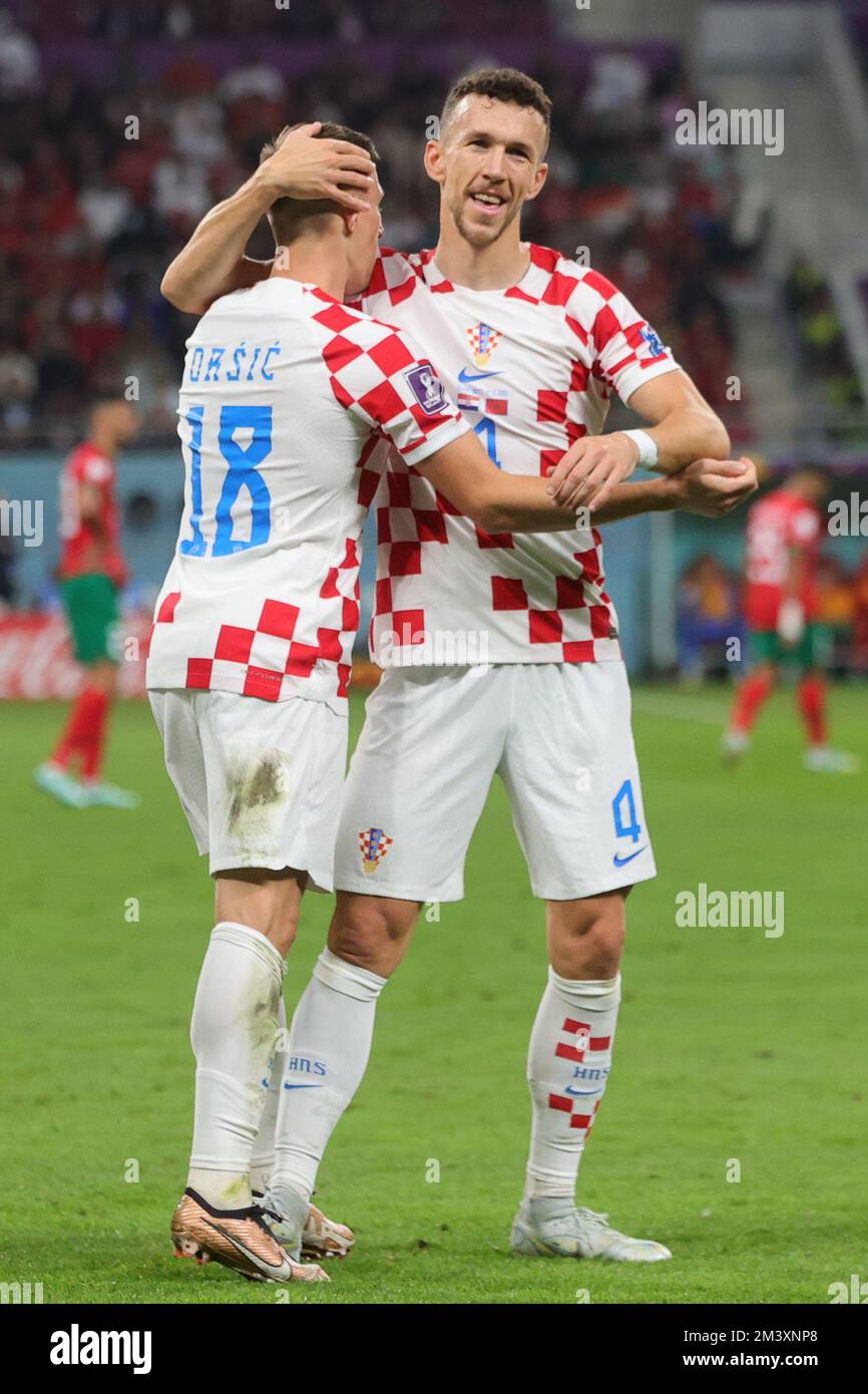 Doha, Qatar. 17th Dec, 2022. Mislav Orsic of Croatia celebrates scoring ...