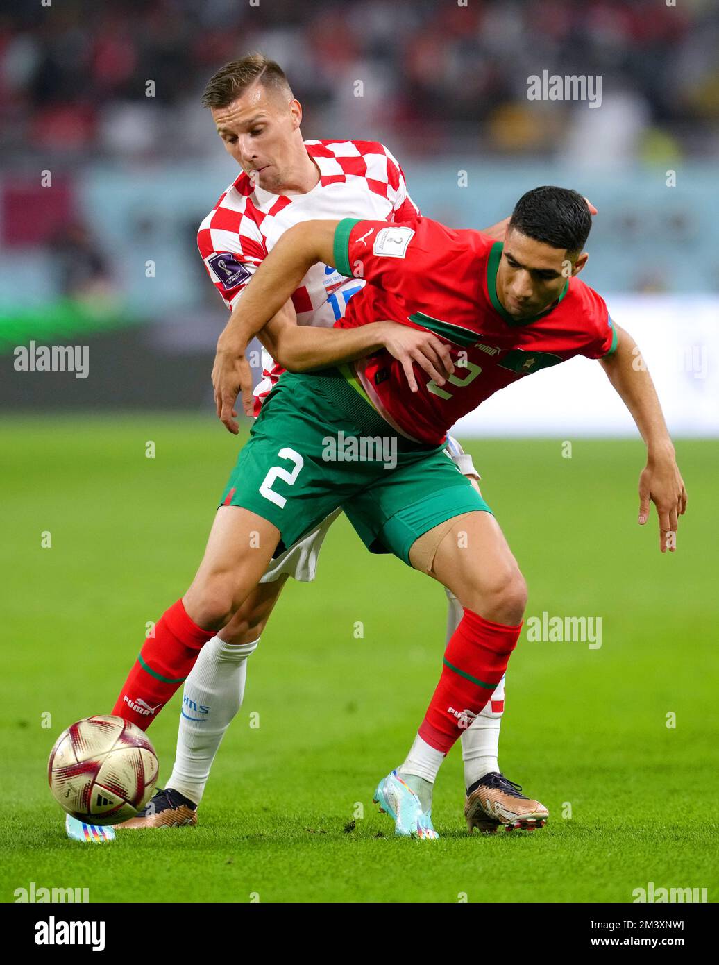 Croatia's Mislav Orsic (left) and Morocco's Achraf Hakimi battle for ...