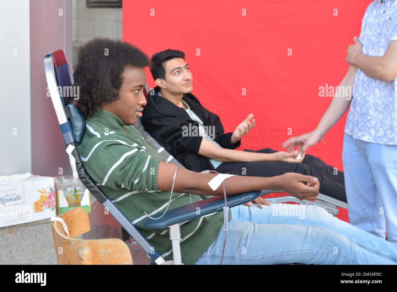 Cairo, Egypt, December 15 2022: blood volunteer donor during a blood ...