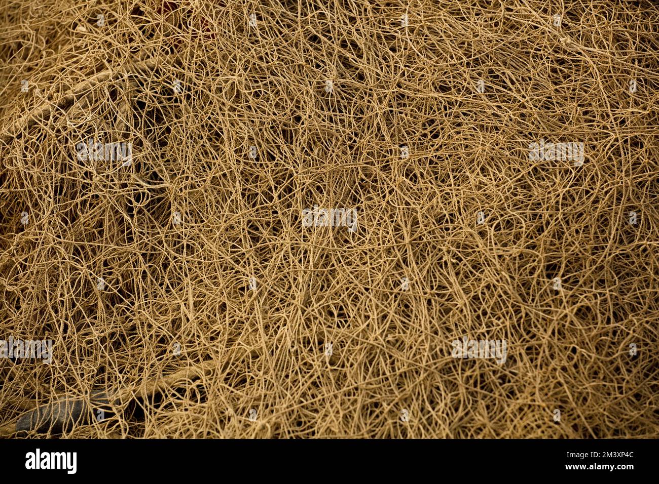 close up texture of longline fishing nets with float buoys of different ...