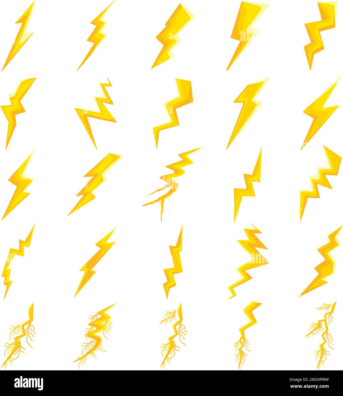 Lightning bolt icons set cartoon vector. Electric power Stock Vector ...