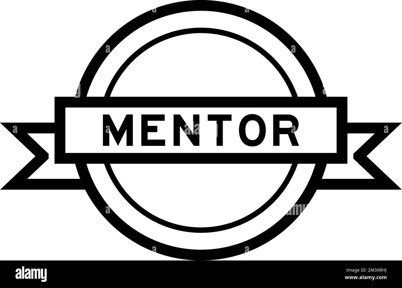 Vintage black color round label banner with word mentor on white ...