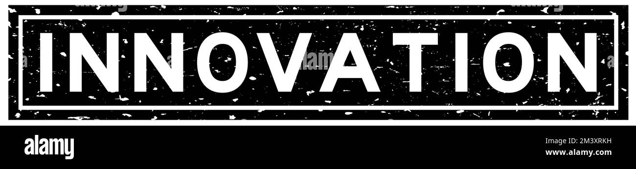 Grunge black innovation word square rubber seal stamp on white ...