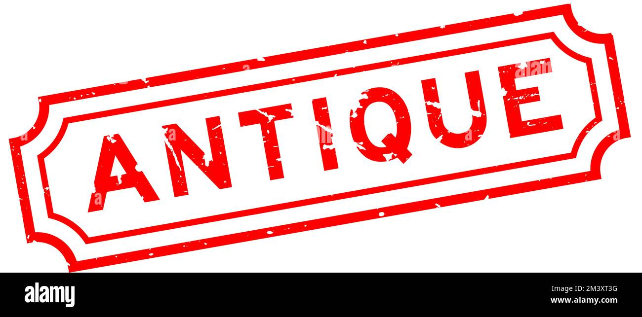 Grunge red antique word rubber seal stamp on white background Stock ...