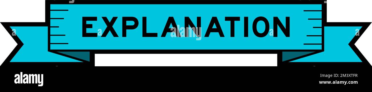Ribbon label banner with word explanation in blue color on white ... Ribbon label banner with word explanation in blue color on white ...