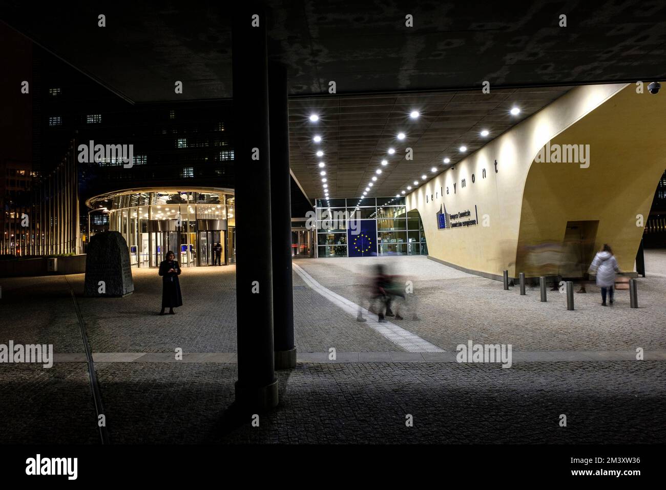 European union building of offices enlighted at night during an energy ...