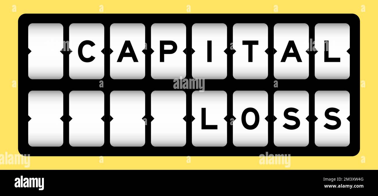 Black color in word capital loss on slot banner with yellow color ...