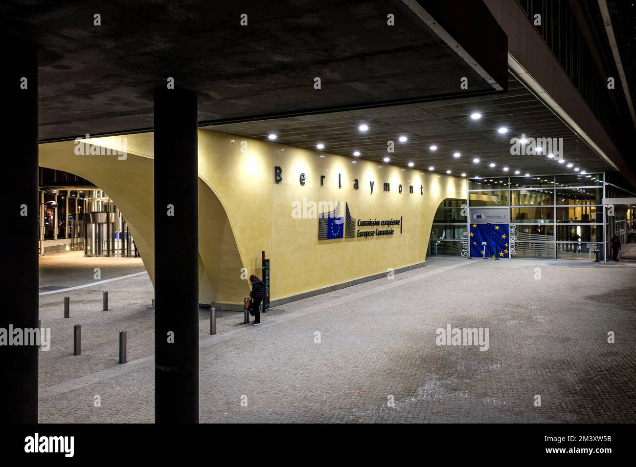 European union building of offices enlighted at night during an energy ...