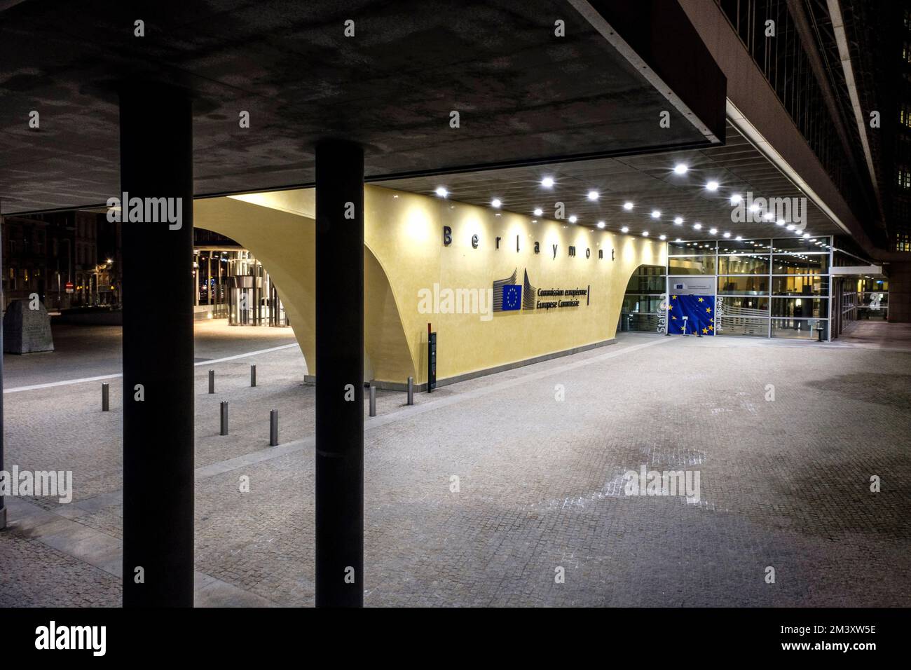 European union building of offices enlighted at night during an energy ...