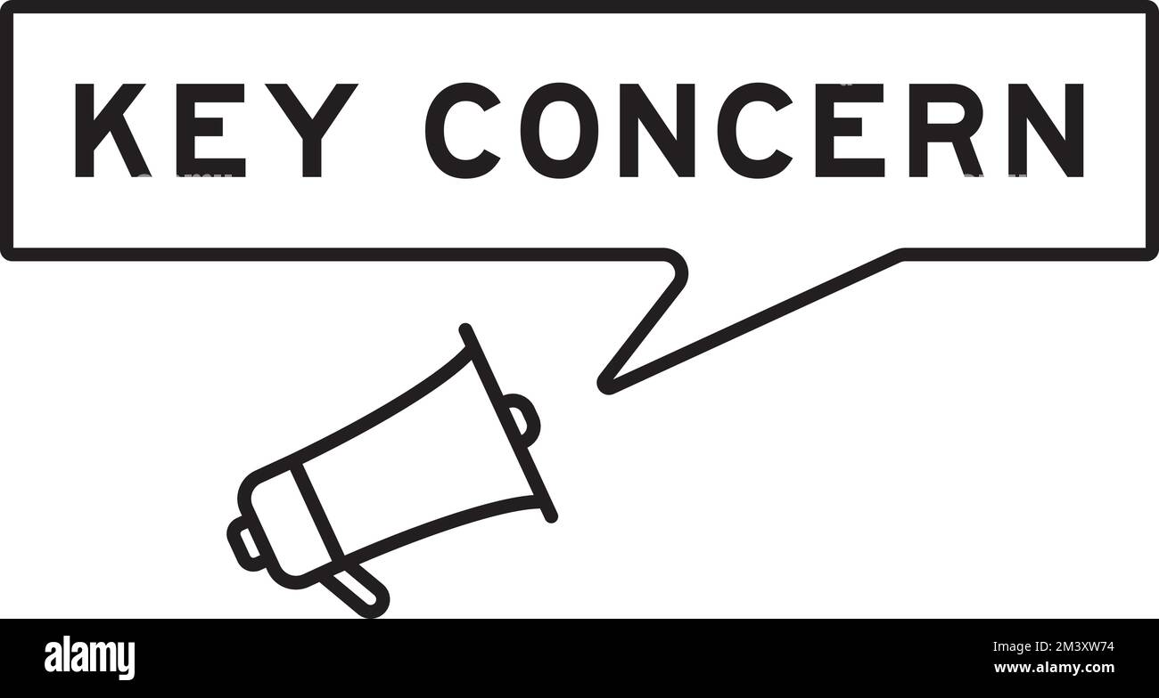 Megaphone icon with speech bubble in word key concern on white ...
