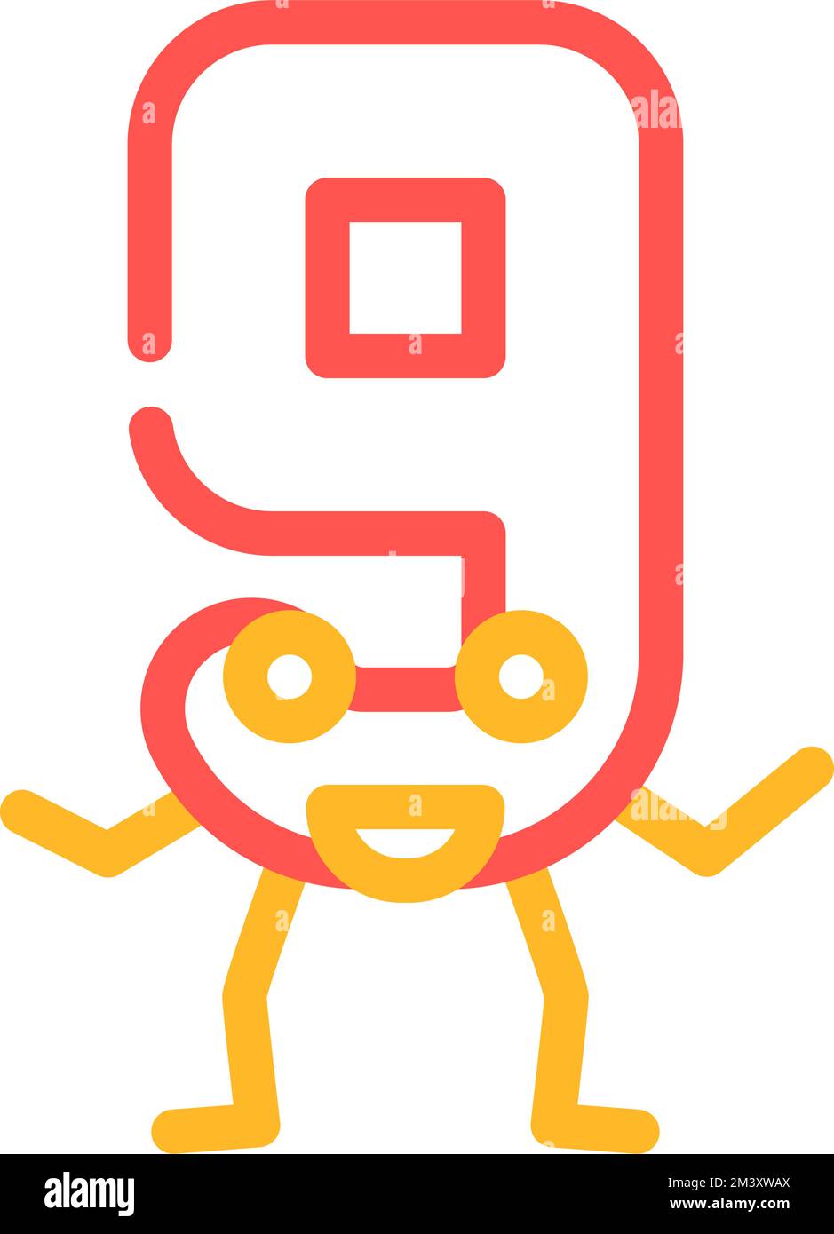 nine number character color icon vector illustration Stock Vector Image ...