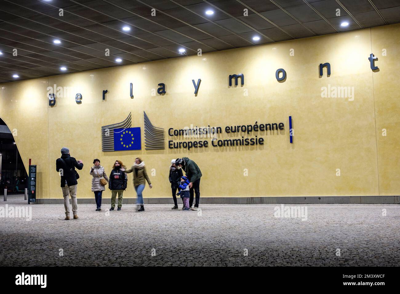 European union building of offices enlighted at night during an energy ...