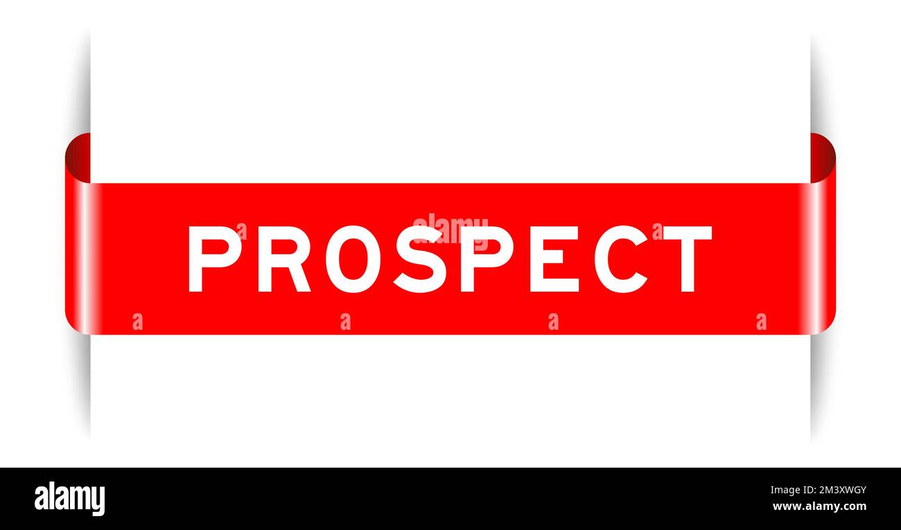 Red color inserted label banner with word prospect on white background ...